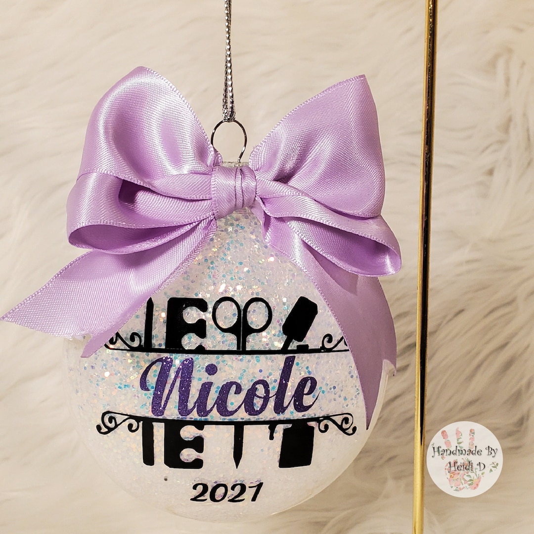 Personalized Nail Tech Glitter Christmas Ornament |personalized ...
