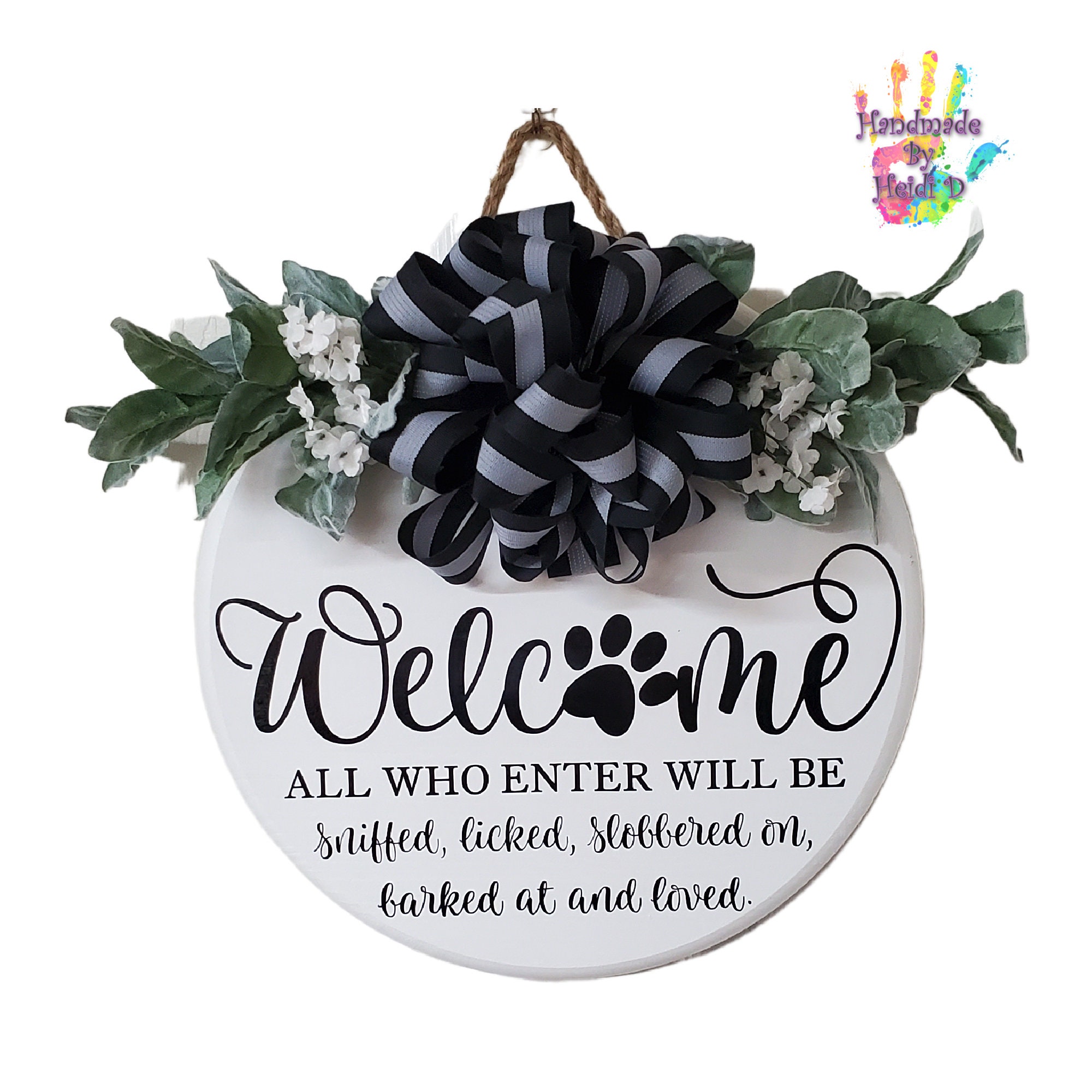 Welcome Door Hanger Dog Welcome Sign Front Door Décor - Etsy