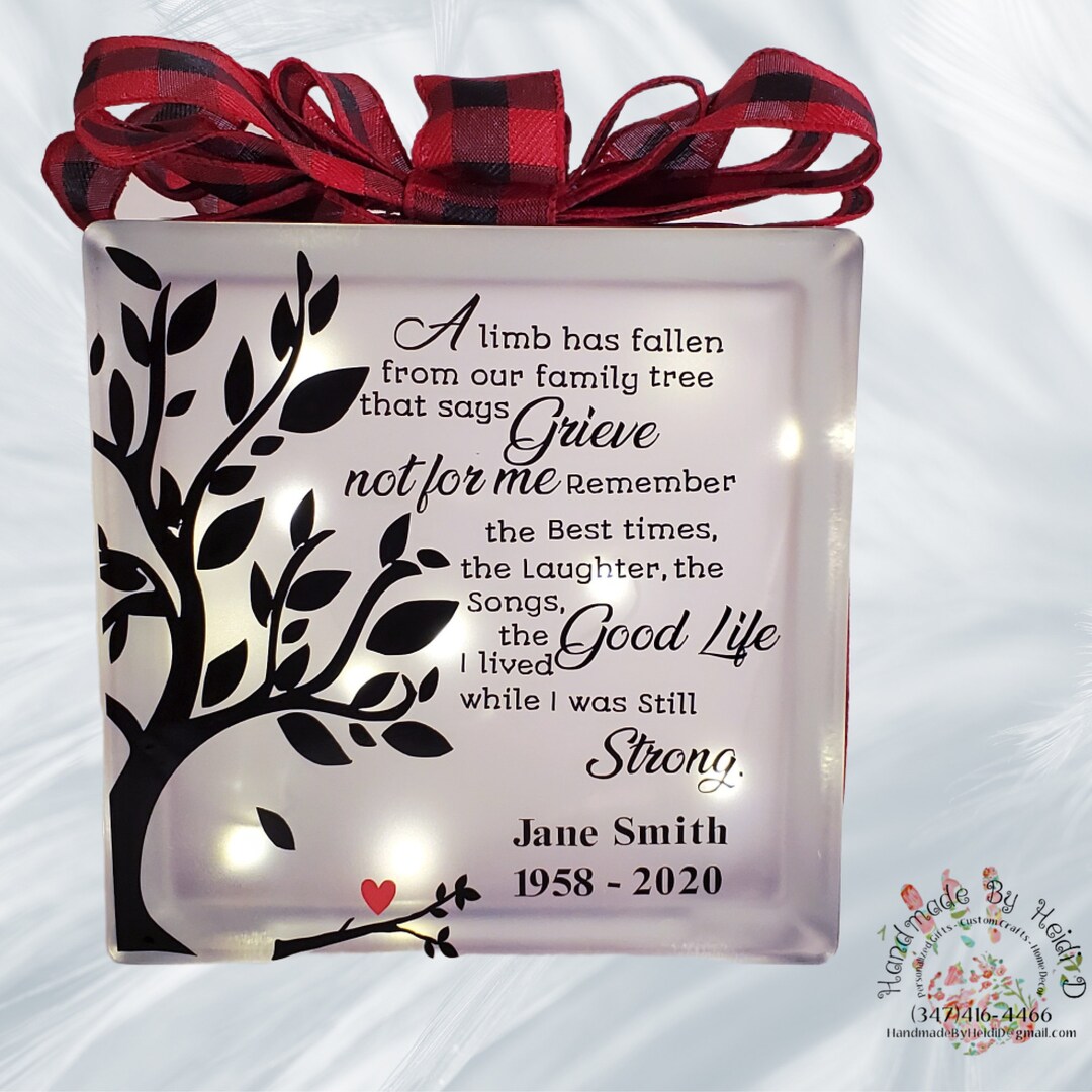 Memorial Glass Blocks Sympathy Gift Personalized Tribute Remembrance ...