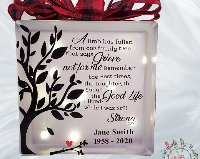 Glass Block, Lighted, Memorial Saying, Memorial Tribute, I Am Always ...
