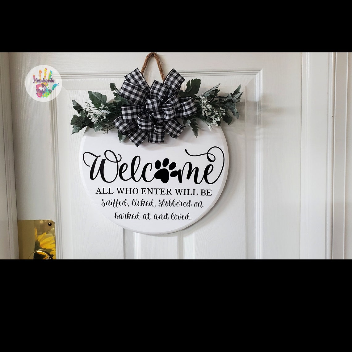 Welcome Door Hanger Dog Welcome Sign Front Door Décor - Etsy