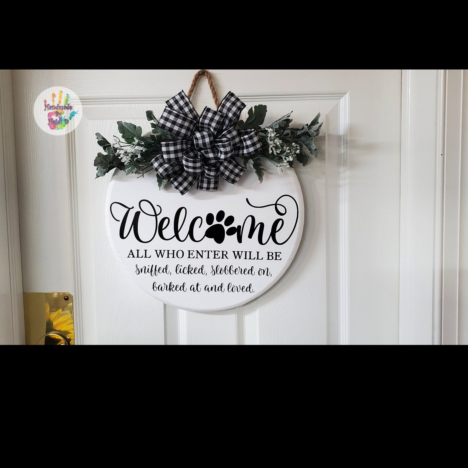 Welcome Door Hanger Dog Welcome Sign Front Door Décor - Etsy