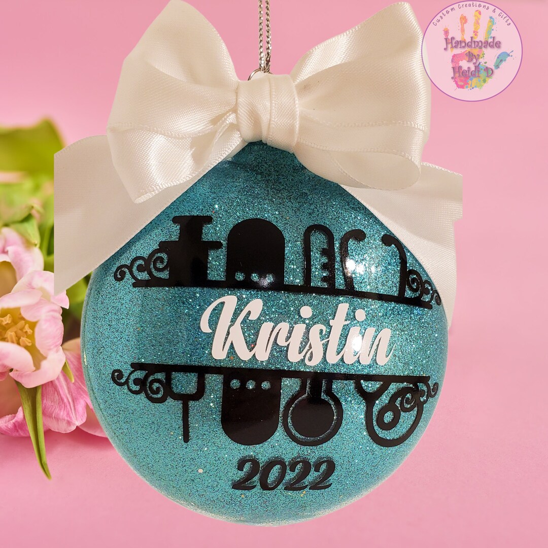 Personalized Nurse/doctor Glitter Christmas Ornament |personalized ...