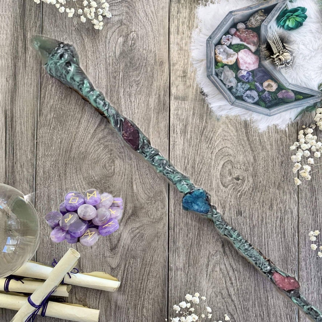 Crystal Wand,witches Magic Wand,witch Wand,wooden Wand, Wizardry, Wicca ...