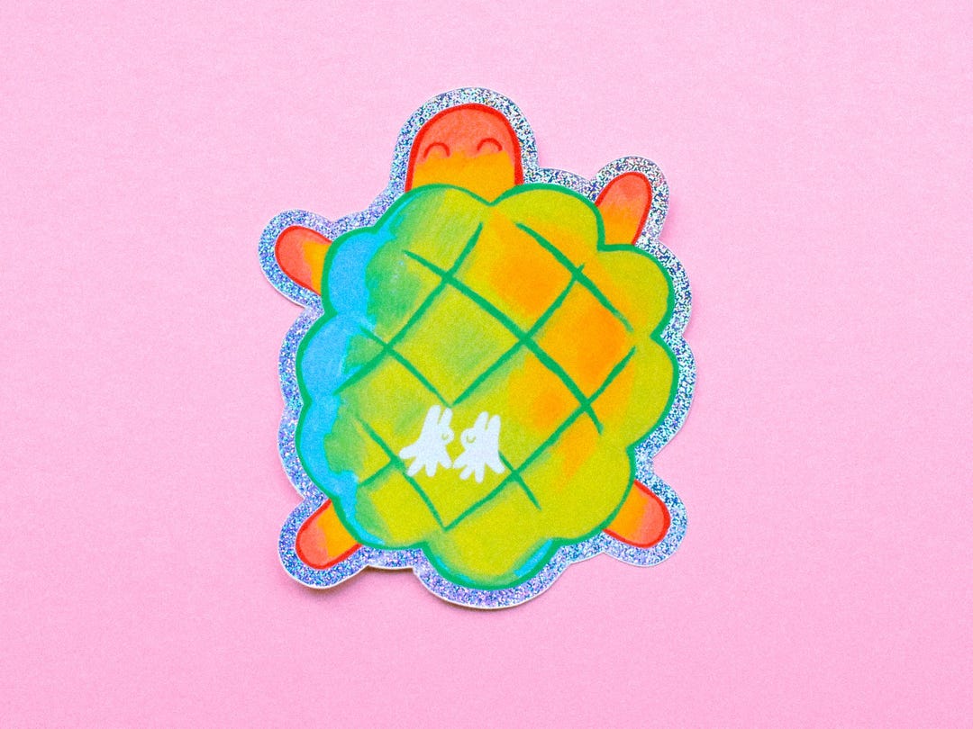 Turtle Melon Pan Bed Glitter Vinyl Sticker - Etsy