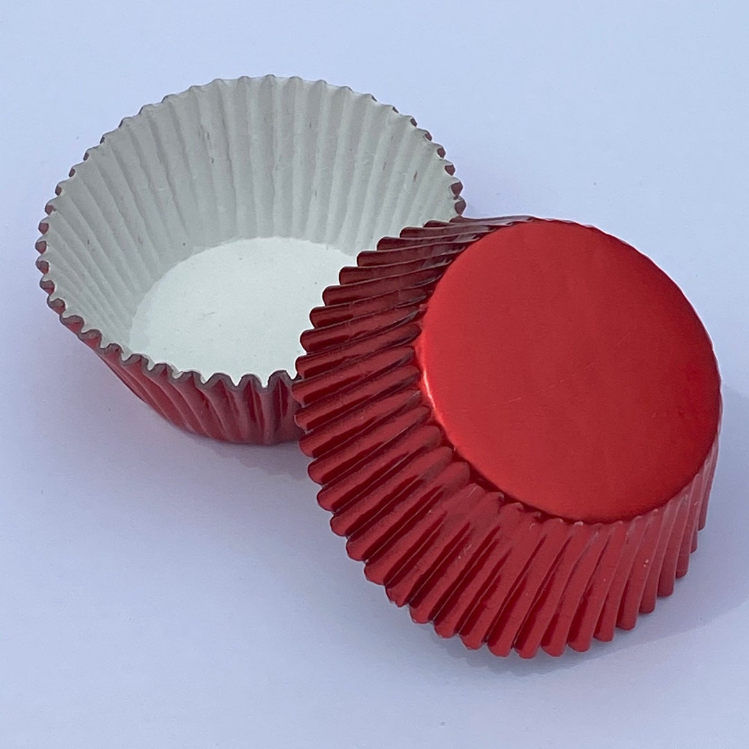 MINI Foil Cupcake Baking Liner 50 Ct - Red - Etsy