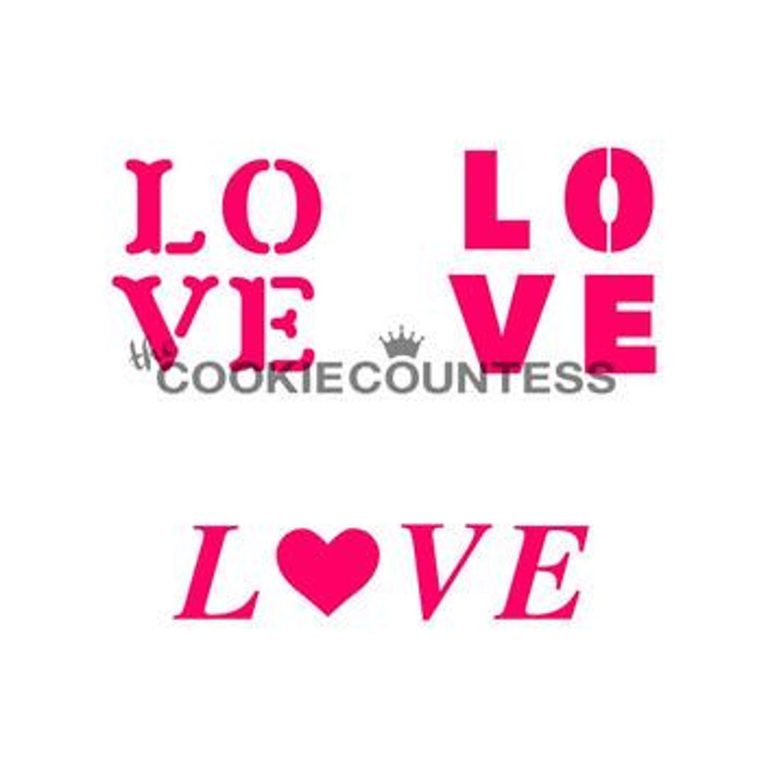 Love Trio Decorating Stencil by Cookie Countess - Etsy