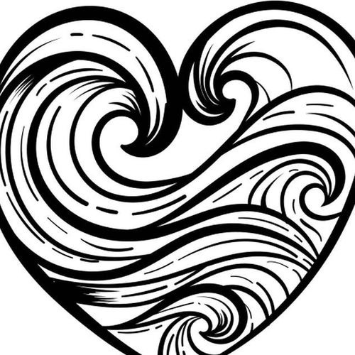 Sun Wave Heart Temporary Tattoo - Etsy