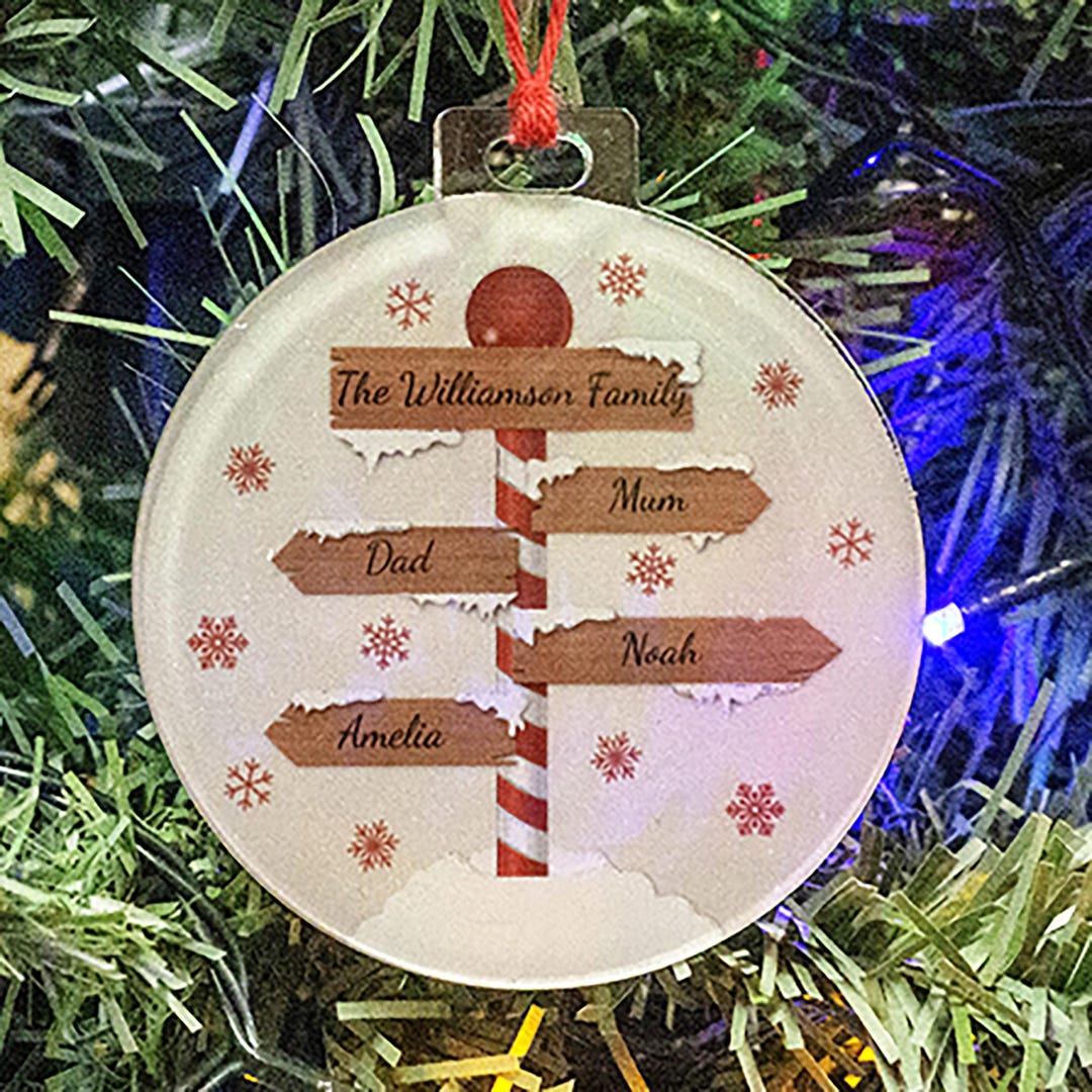 Personalised Christmas Tree Decoration Christmas Sign Post Ornament - Etsy