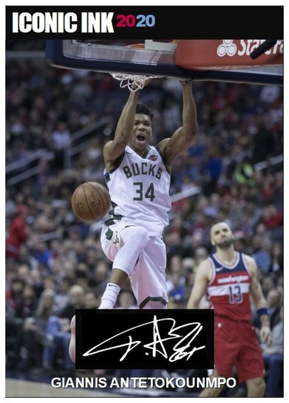 Giannis Antetokounmpo Iconic Ink 2020 3 Facsimile Autograph. | Etsy