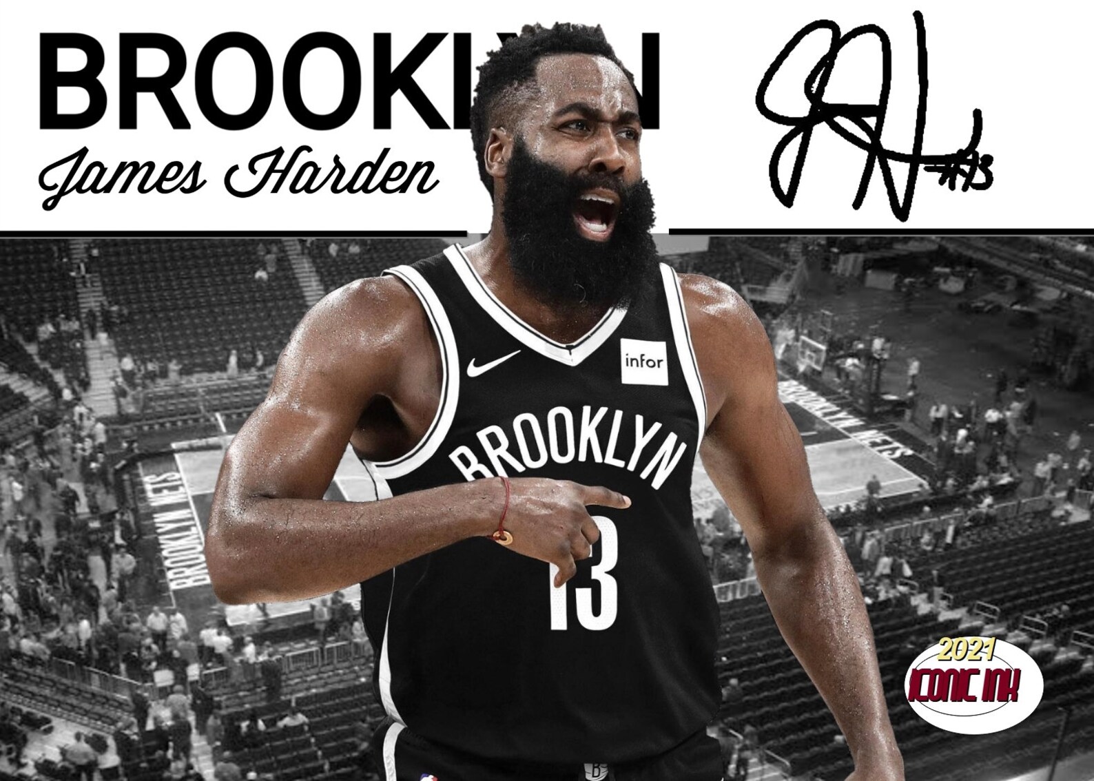 JAMES HARDEN Iconic Ink 2021 #2 Novelty Facsimile Autograph *NEW * Free ...