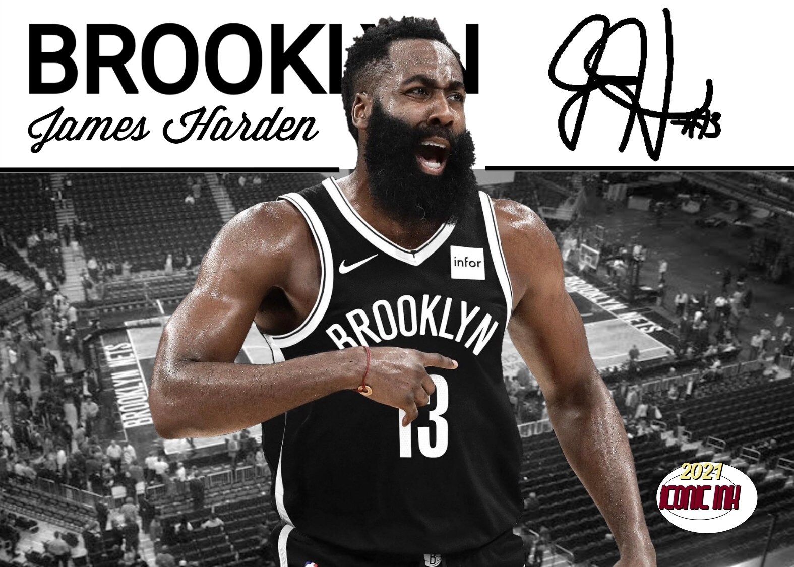 JAMES HARDEN Iconic Ink 2021 #2 Novelty Facsimile Autograph *NEW * Free ...