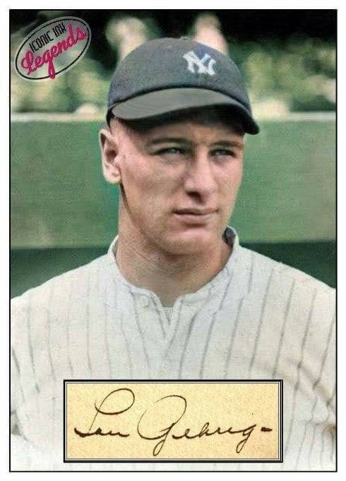 Lou GEHRIG 2020 ACEO Legends #3 * Short Print * A.I. Colorized * Free ...