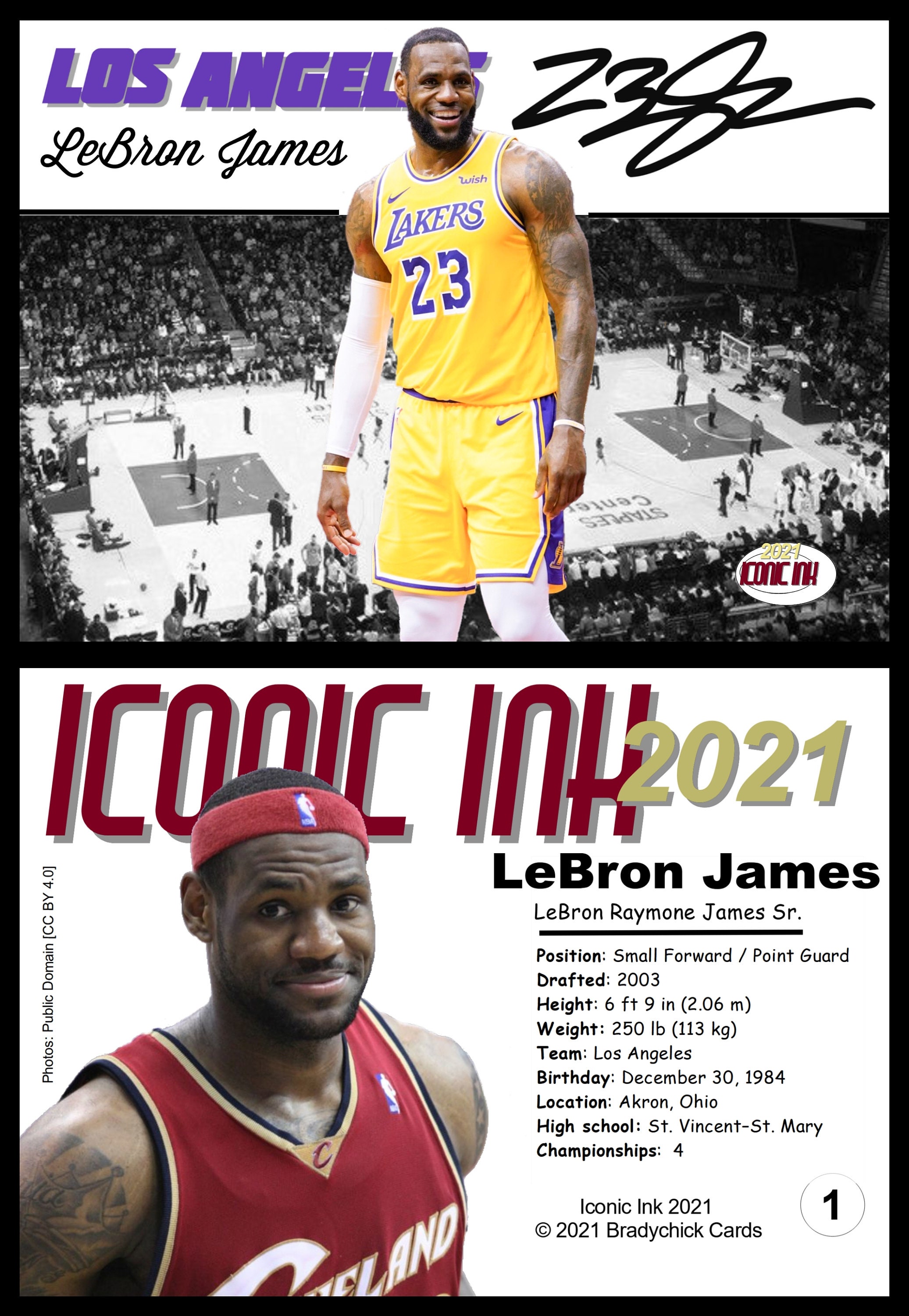 Lebron JAMES Iconic Ink 2021 #1 Novelty Facsimile Autograph *NEW * Free ...