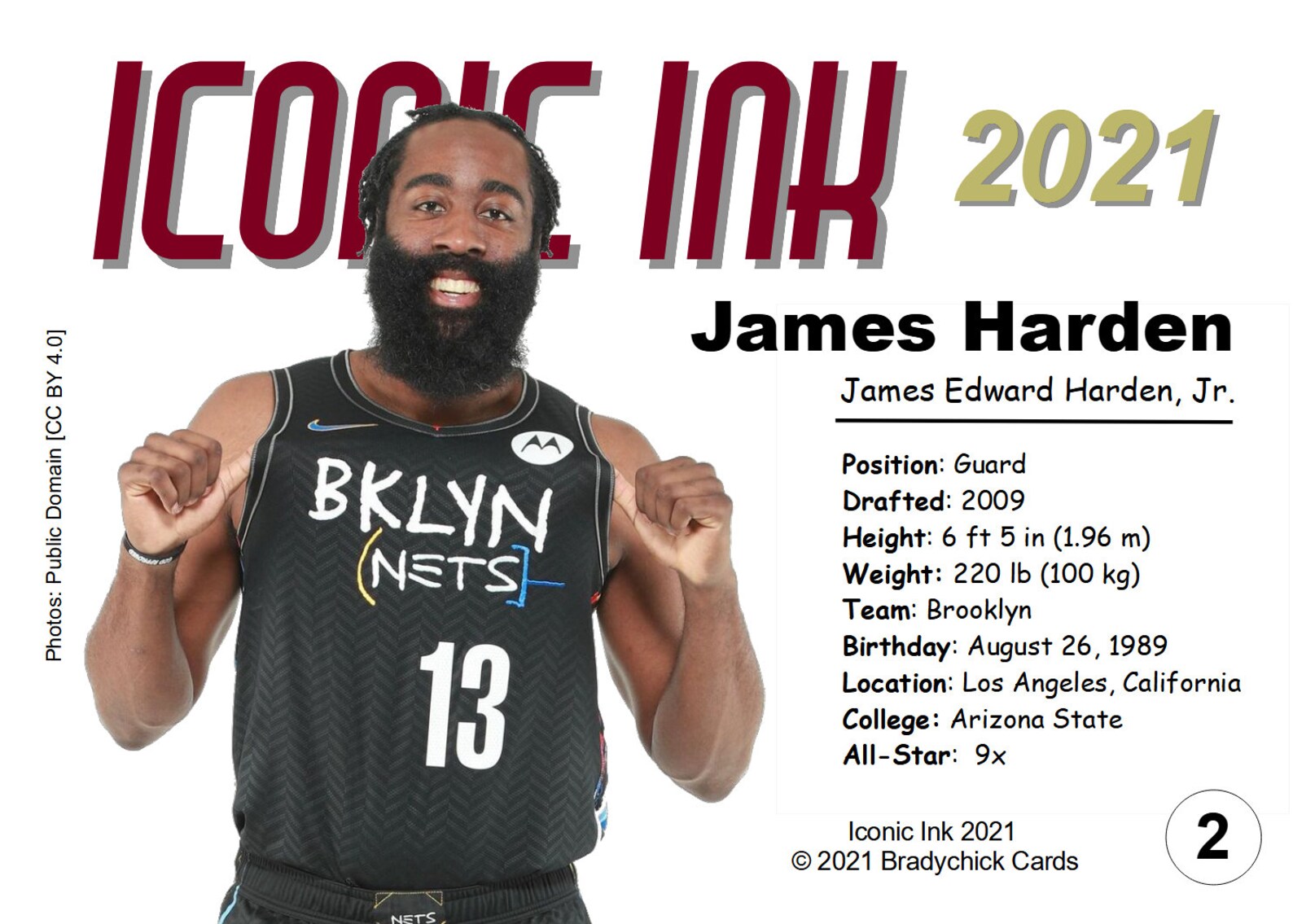 JAMES HARDEN Iconic Ink 2021 #2 Novelty Facsimile Autograph *NEW * Free ...