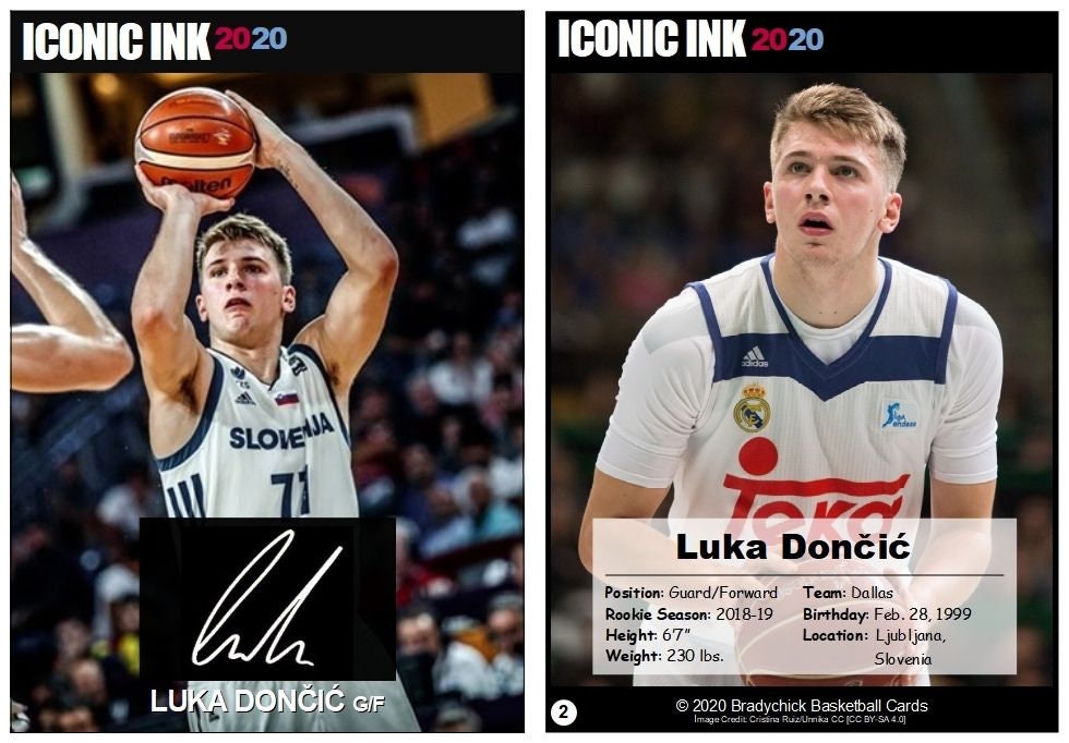 Luka Doncic Iconic Ink 2020 #2 Novelty Facsimile Autograph, Auto. Free ...