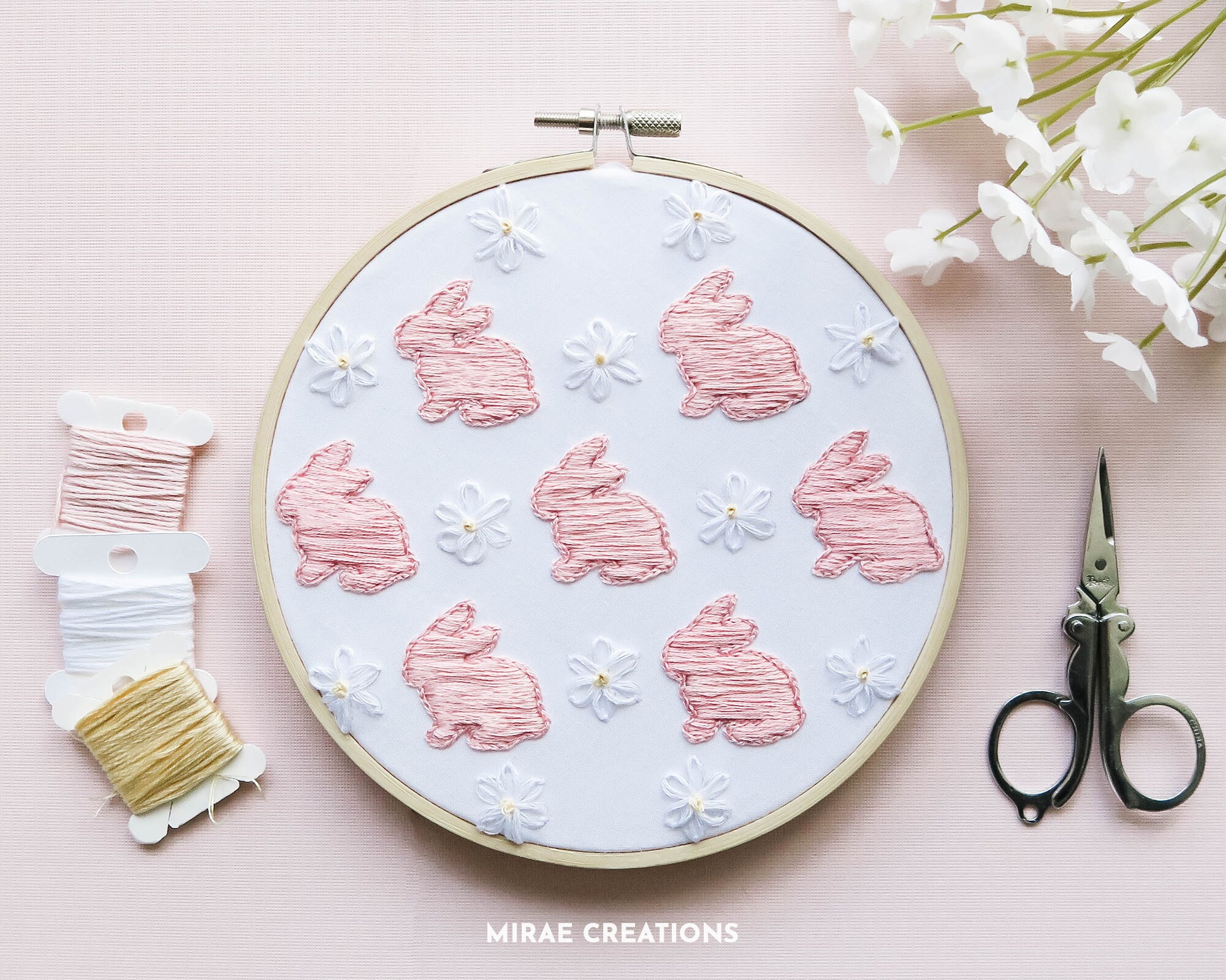 Bunny Embroidery Pattern and Stitch Guide Easter Bunny | Etsy