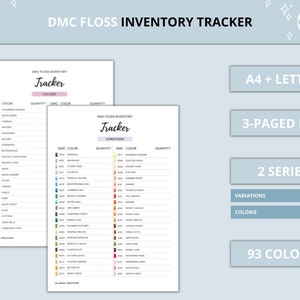 Printable DMC Color Inventory Tracker Aesthetic Inventory Tracker DMC ...