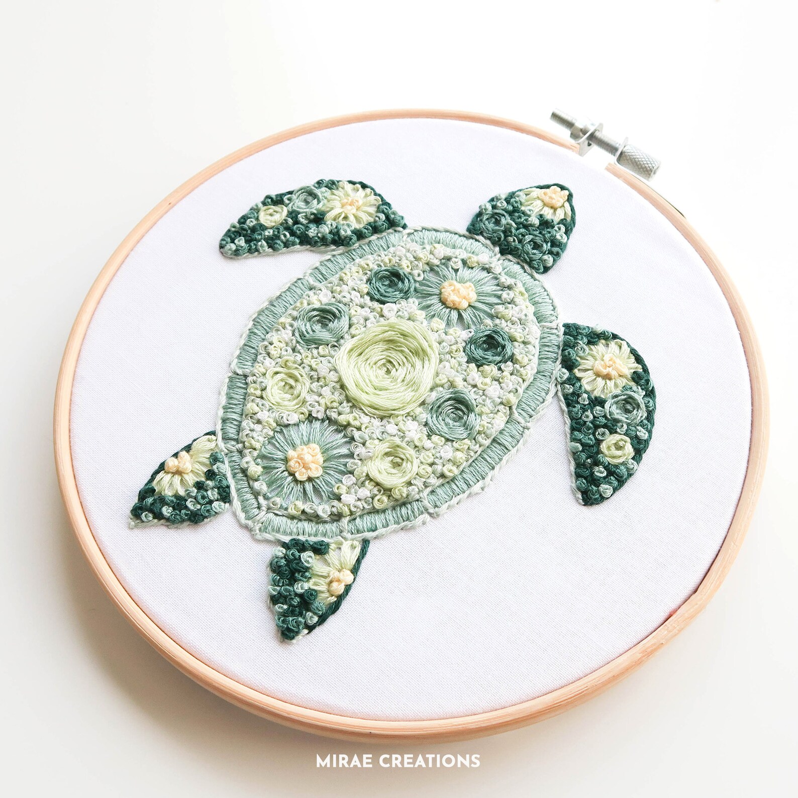 Floral Turtle Hand Embroidery Pattern and Stitch Guide | Sea Turtle ...