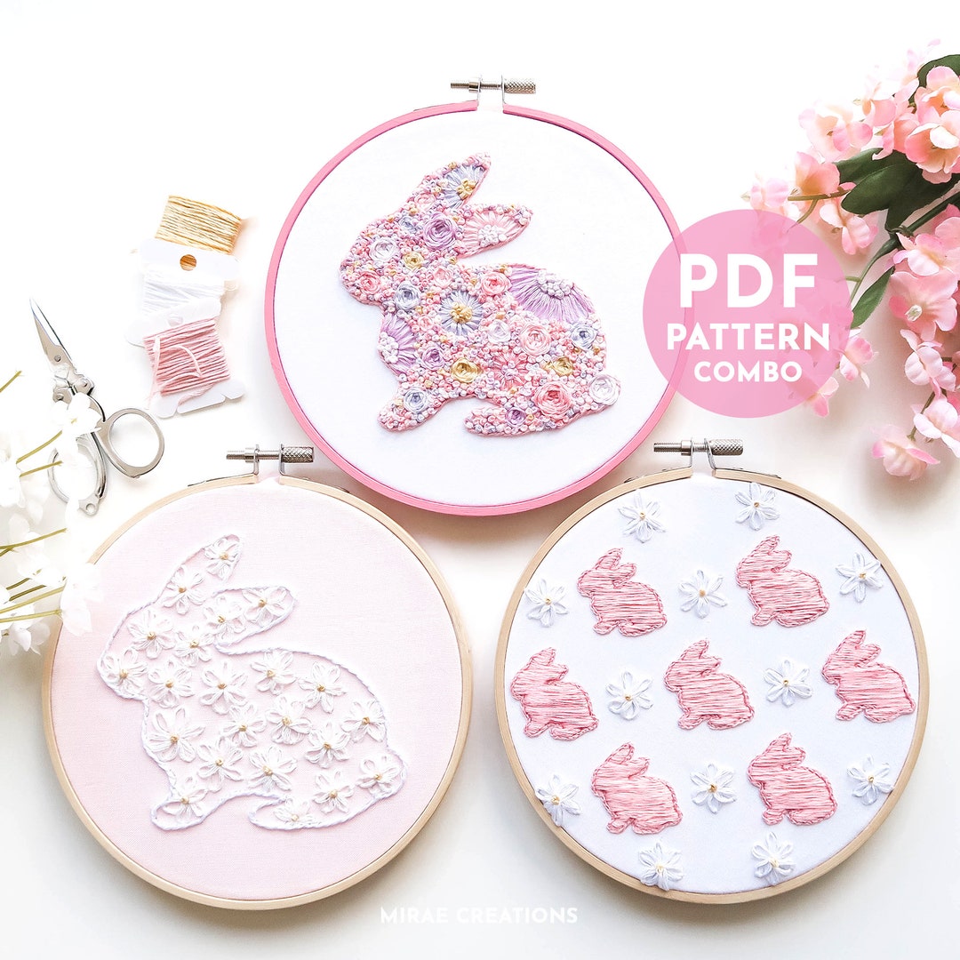 Bunny Embroidery Pattern and Stitch Guide | Easter Bunny Embroidery ...