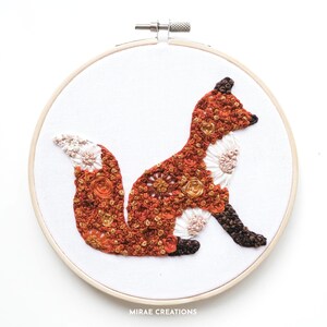 Floral Fox Hand Embroidery Pattern and Stitch Guide | Woodland Animal ...