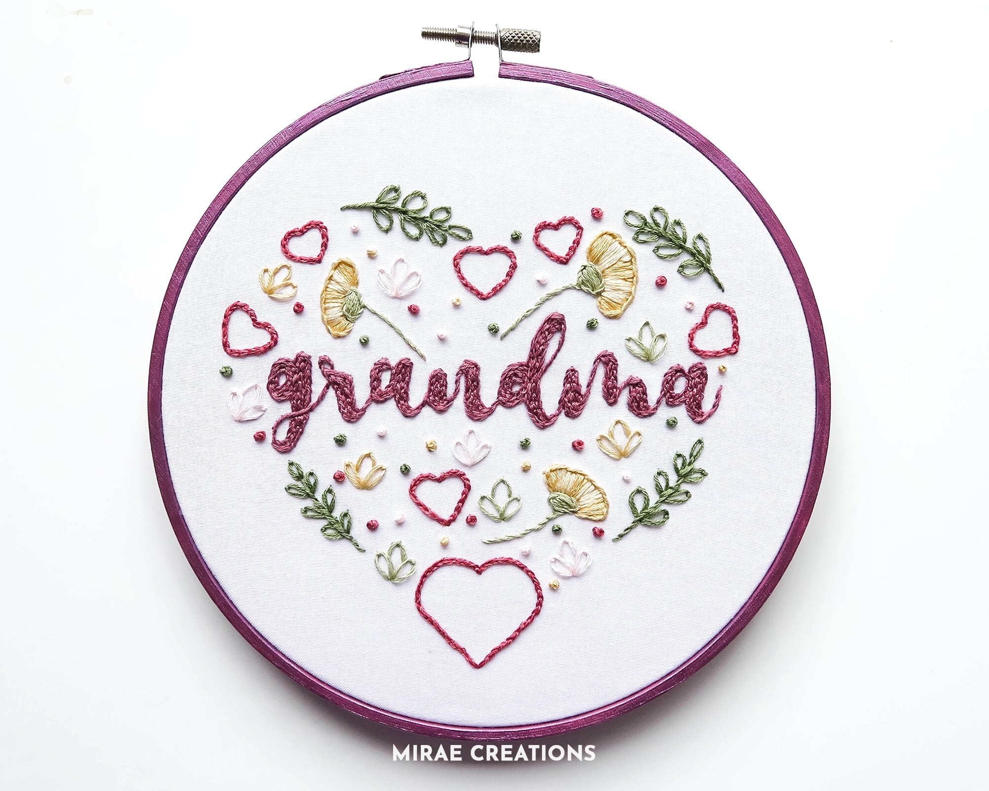 Grandma Hand Embroidery Pattern and Stitch Guide Floral | Etsy