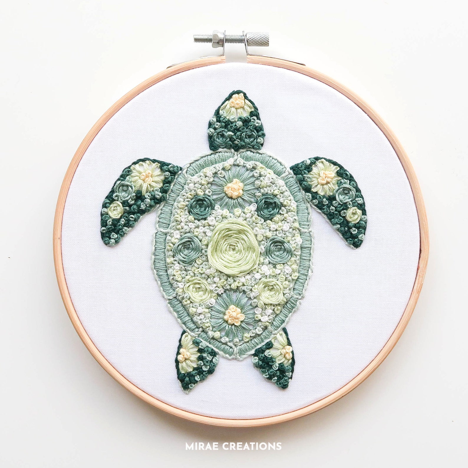 Floral Turtle Hand Embroidery Pattern and Stitch Guide | Sea Turtle ...