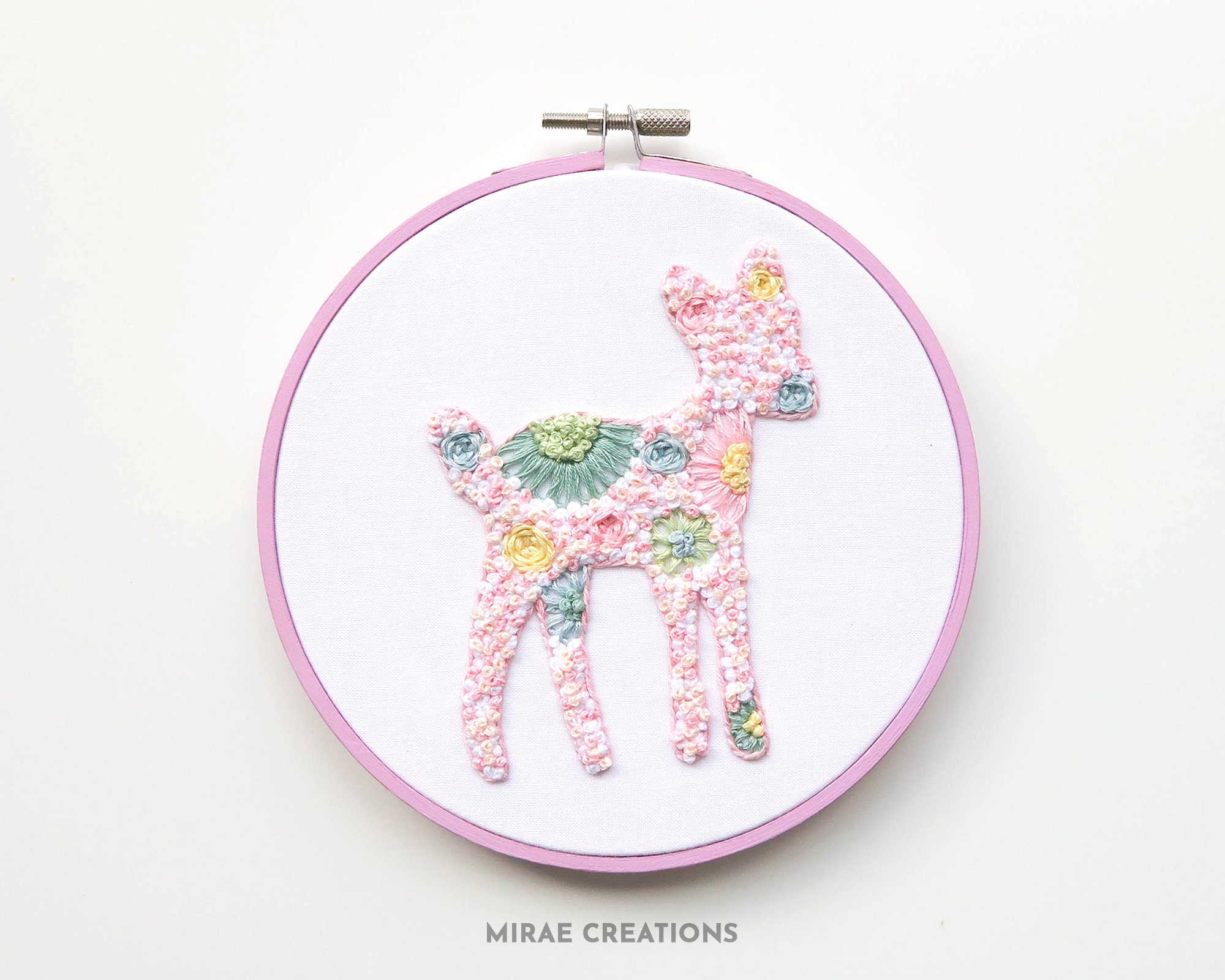 Floral Deer Hand Embroidery Pattern and Stitch Guide - Etsy