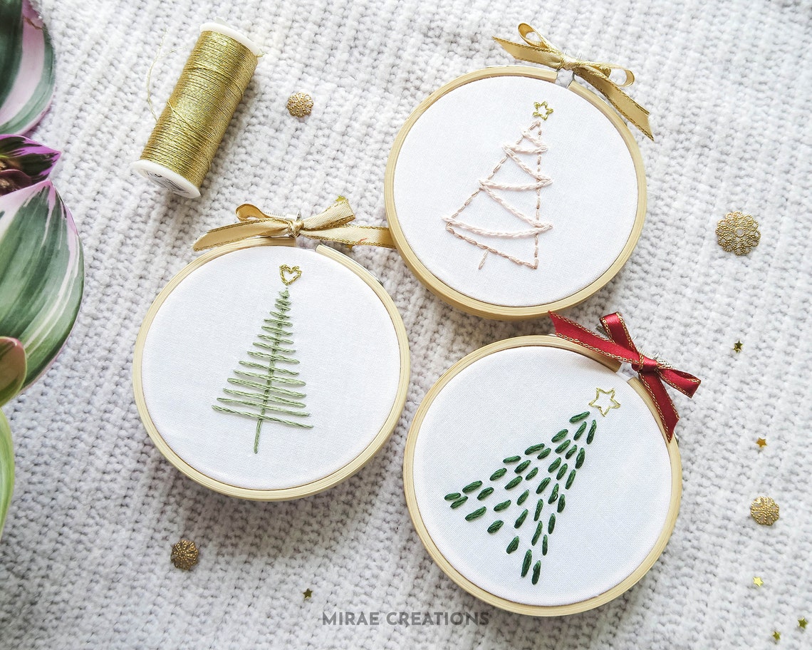 12 Christmas Tree Ornaments Embroidery Pattern Stitch Guide - Etsy