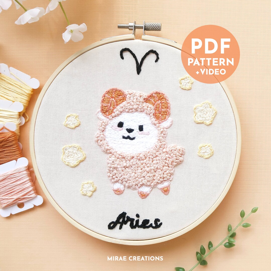 Aries Embroidery Pattern | Aries | Zodiac | Astrology | Constellation ...