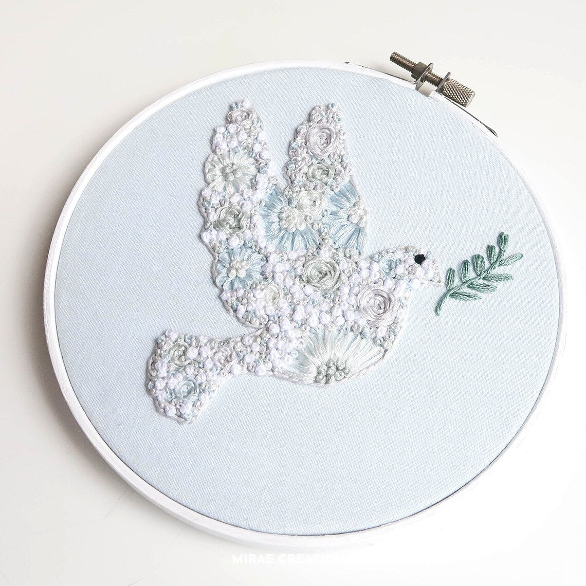 Floral Dove Embroidery Pattern and Stitch Guide | Peace Dove Embroidery ...