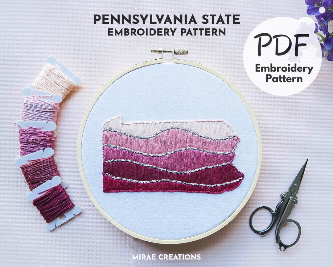 Pennsylvania State Embroidery Pattern and Stitch Guide Hand Embroidery ...