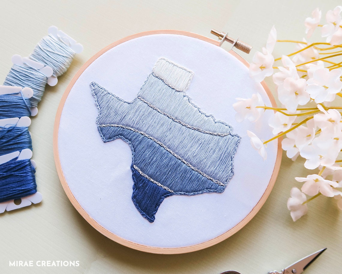 50 USA States Embroidery Pattern and Stitch Guide Hand - Etsy