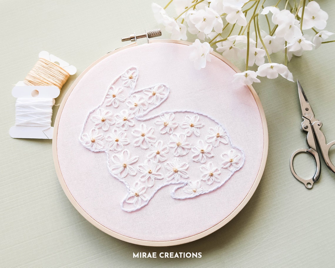 Bunny Embroidery Pattern and Stitch Guide Easter Bunny | Etsy
