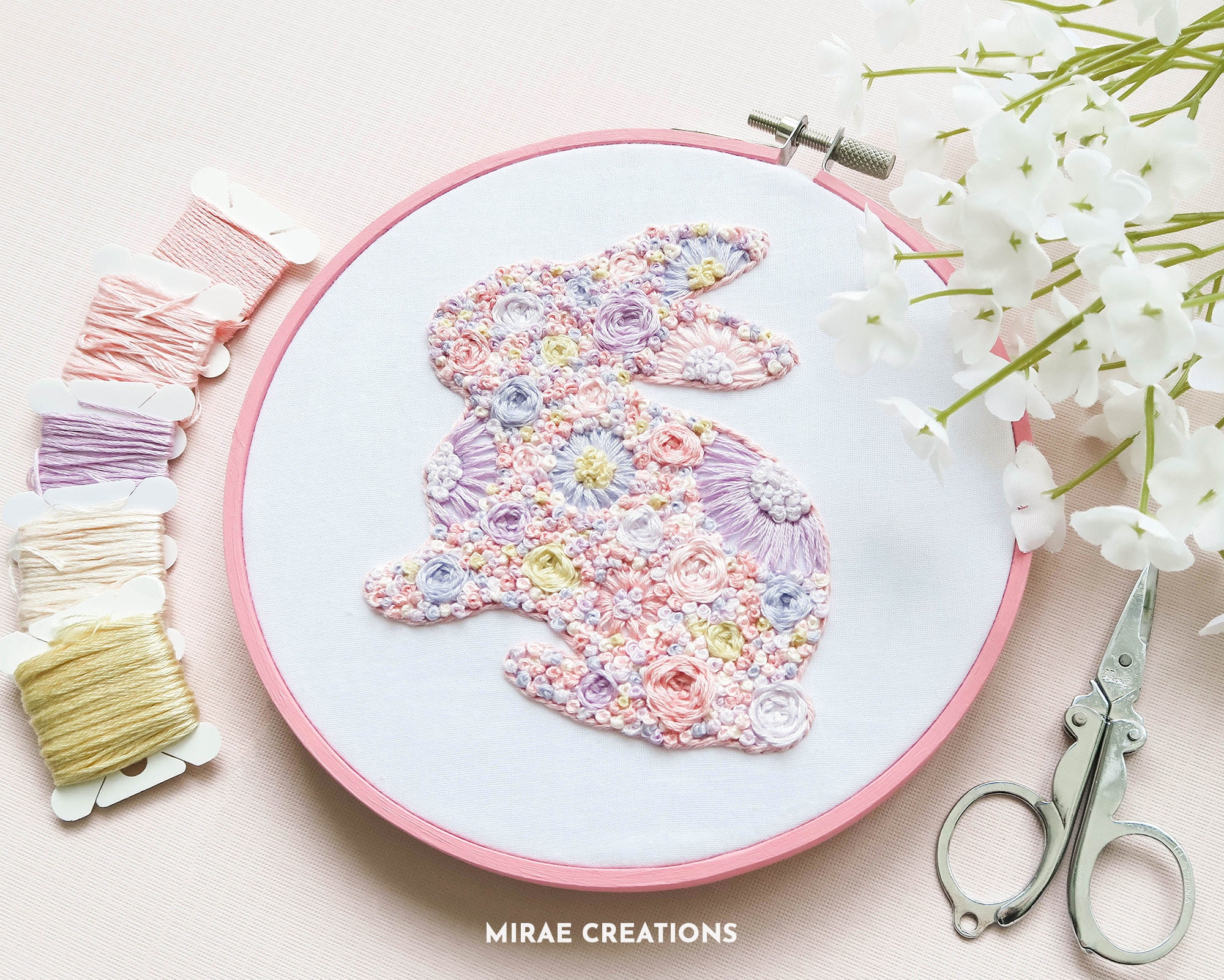 Bunny Embroidery Pattern and Stitch Guide Easter Bunny | Etsy