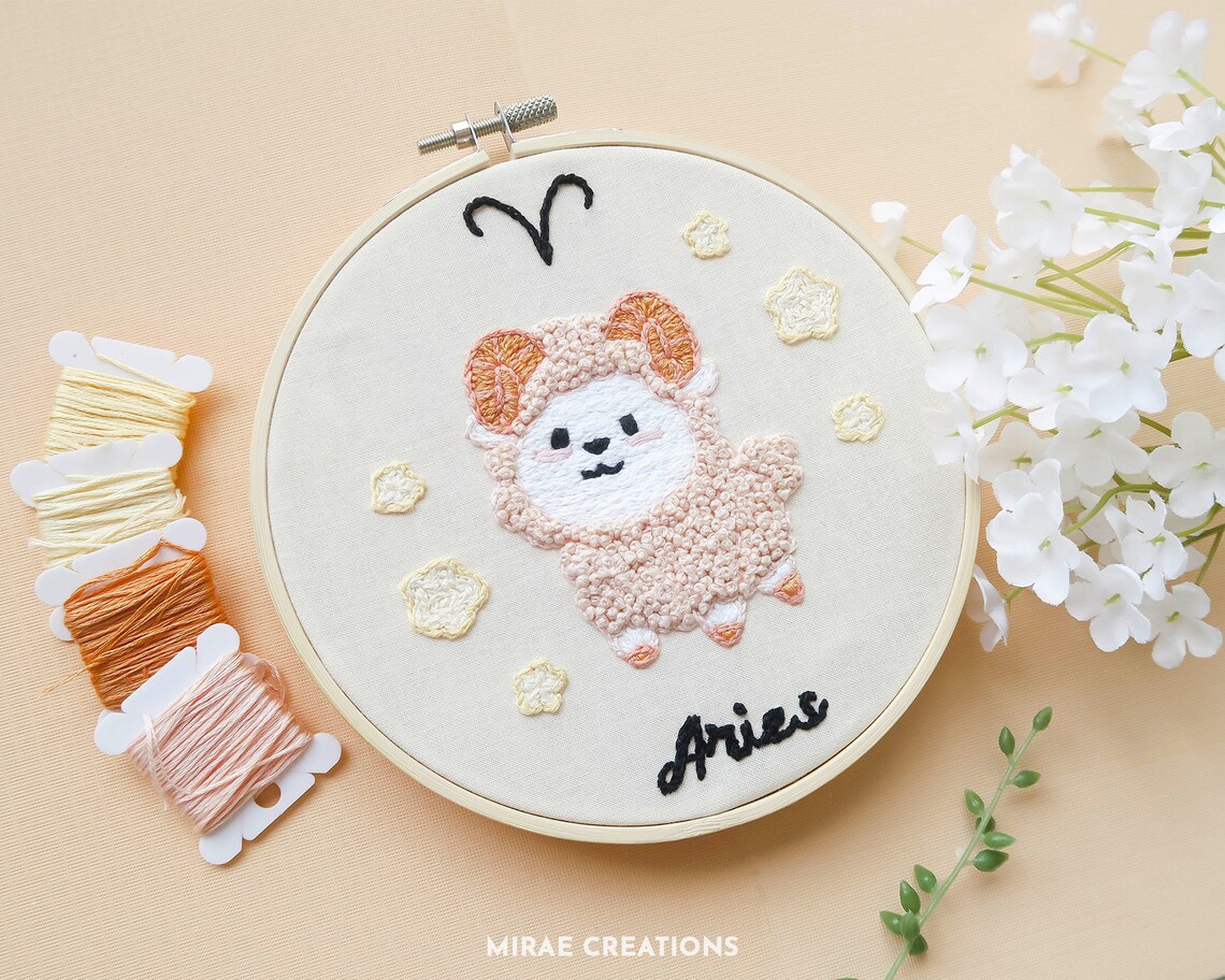 Aries Embroidery Pattern Aries Zodiac Astrology | Etsy