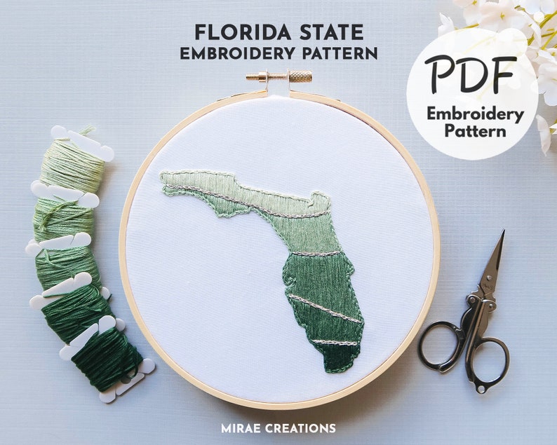 Florida State Embroidery Pattern and Stitch Guide Hand - Etsy