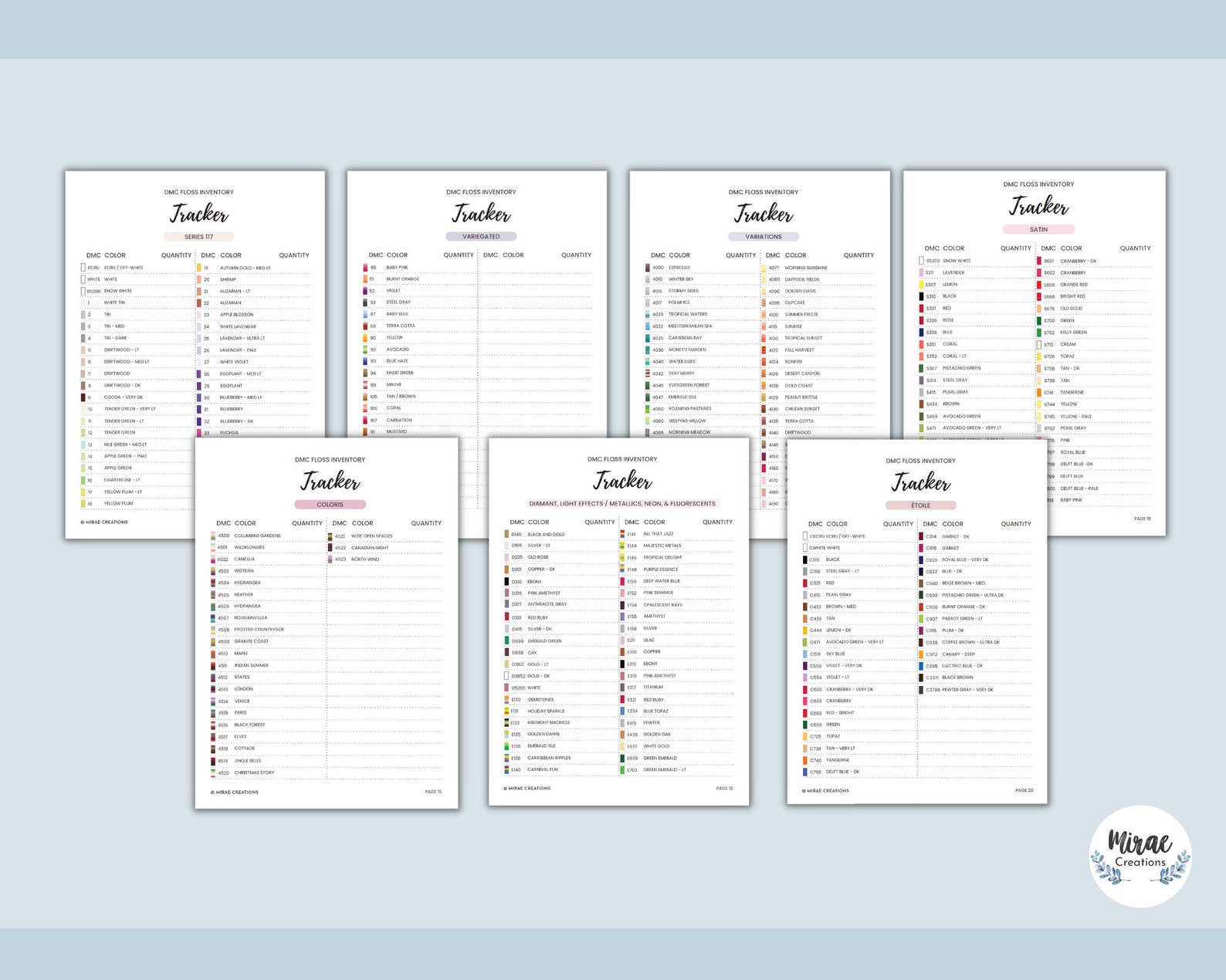 Printable DMC Color Inventory Tracker Aesthetic Inventory - Etsy Canada