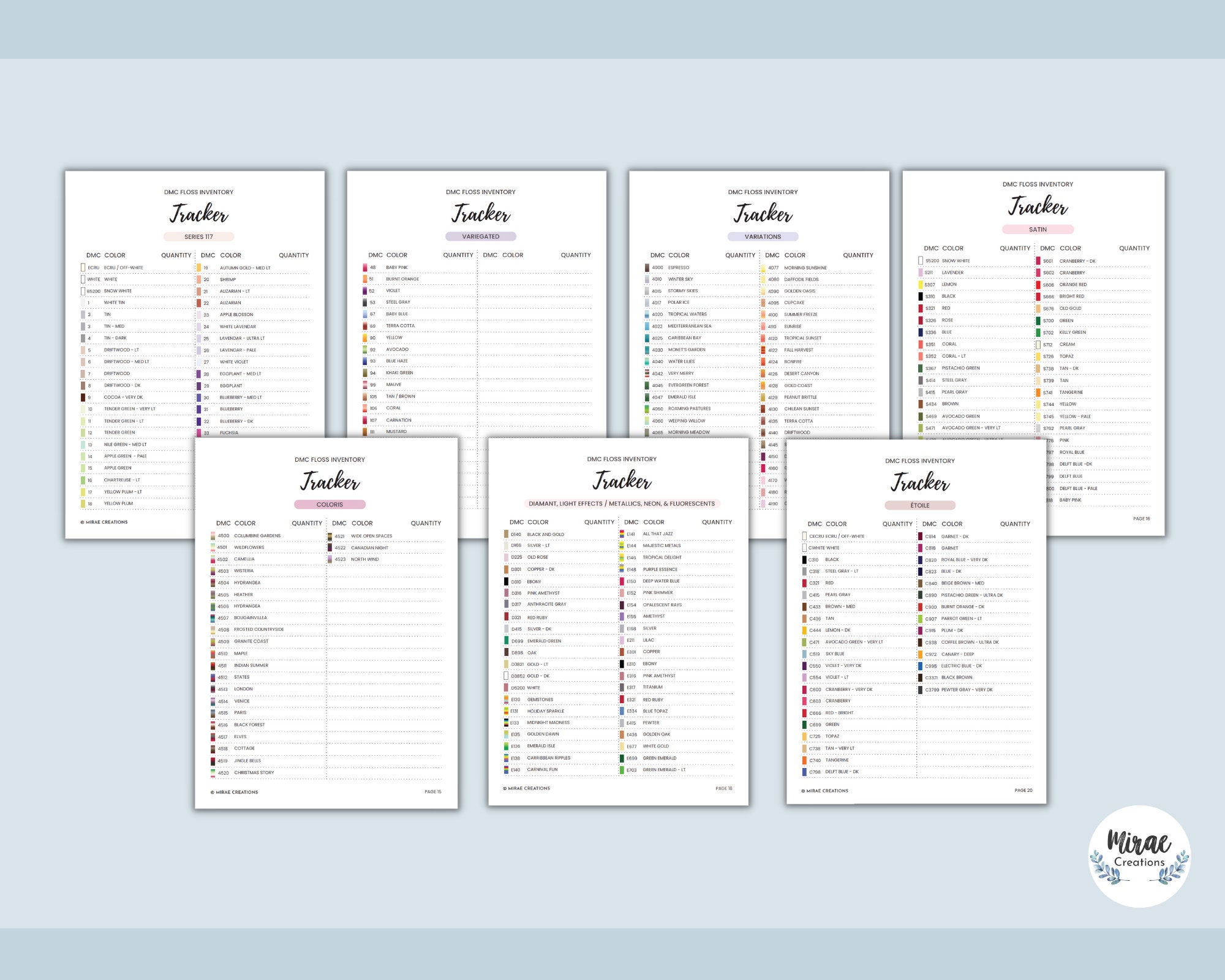 Printable DMC Color Inventory Tracker Aesthetic Inventory - Etsy Canada