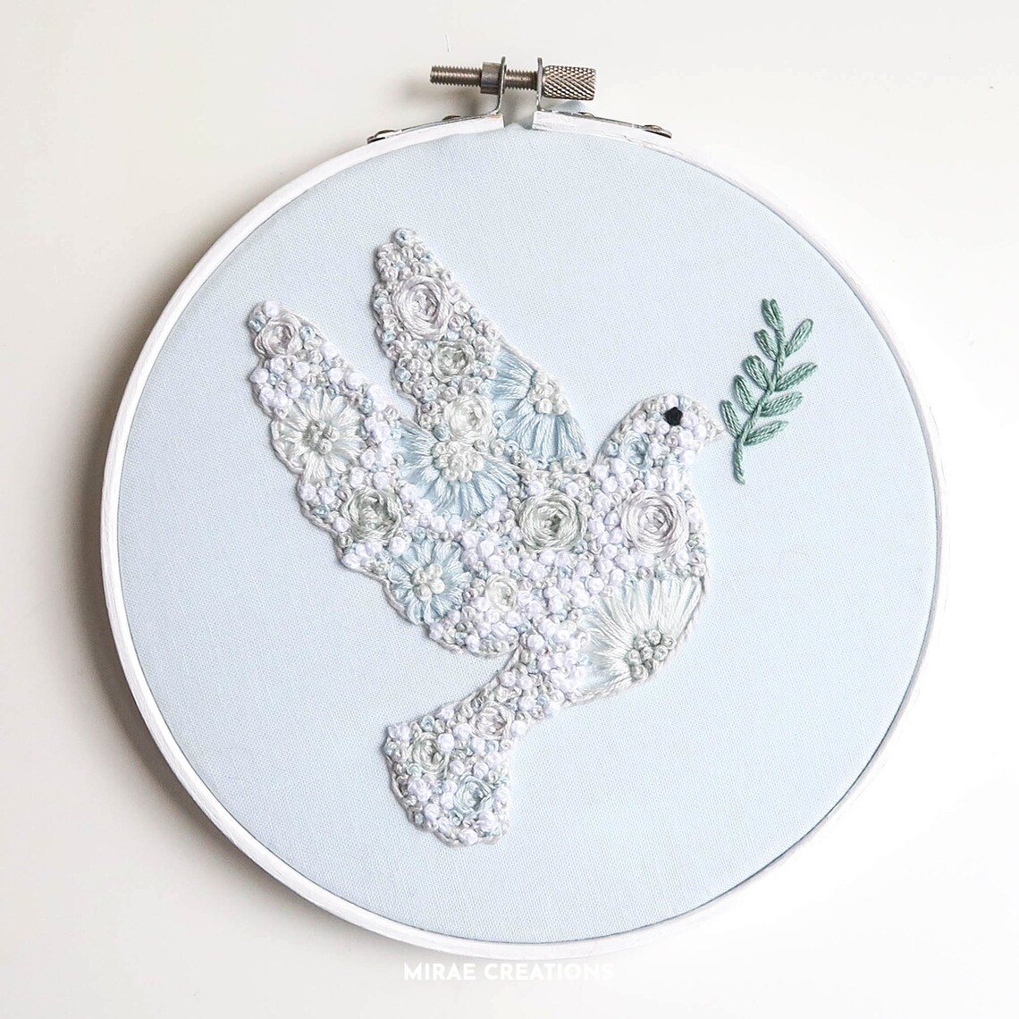 Floral Dove Embroidery Pattern and Stitch Guide | Peace Dove Embroidery ...