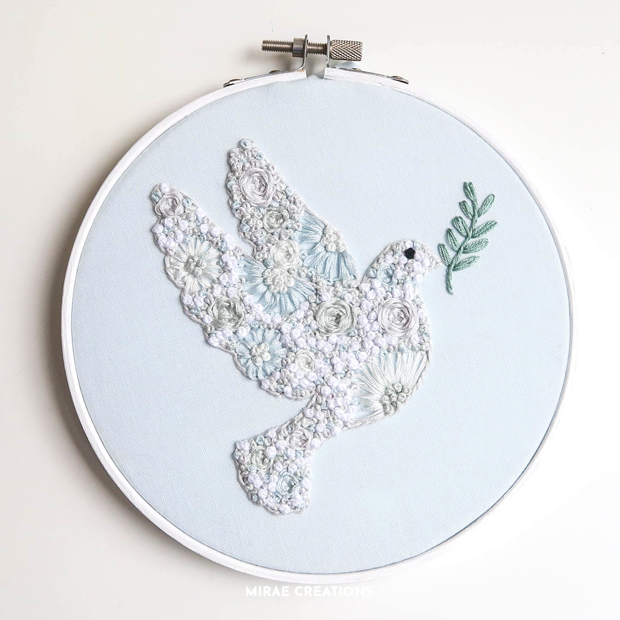 Floral Dove Embroidery Pattern and Stitch Guide | Peace Dove Embroidery ...