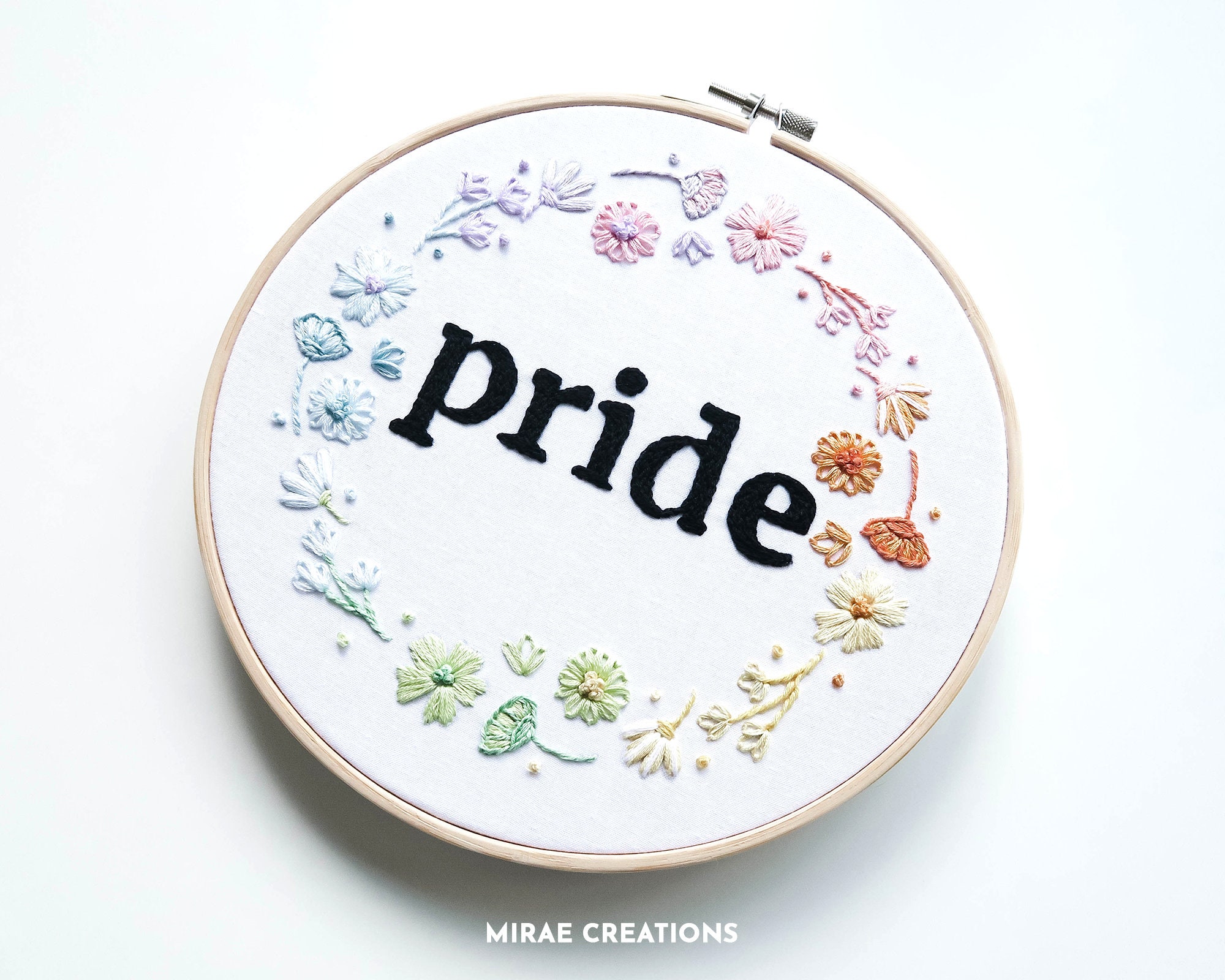 Pride Hand Embroidery Pattern and Stitch Guide Floral Wreath - Etsy Canada