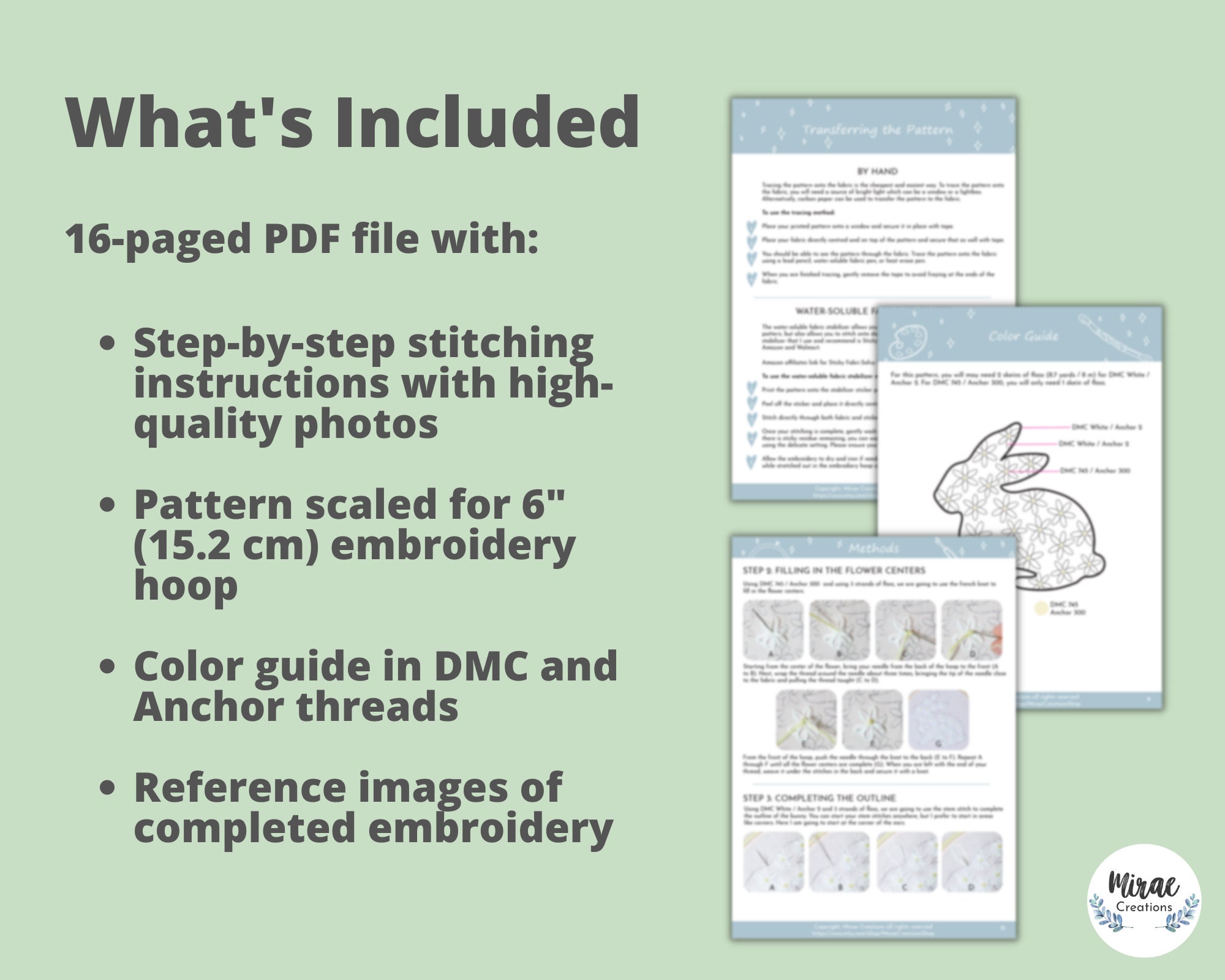 Daisy Bunny Embroidery Pattern and Stitch Guide Easter Bunny - Etsy