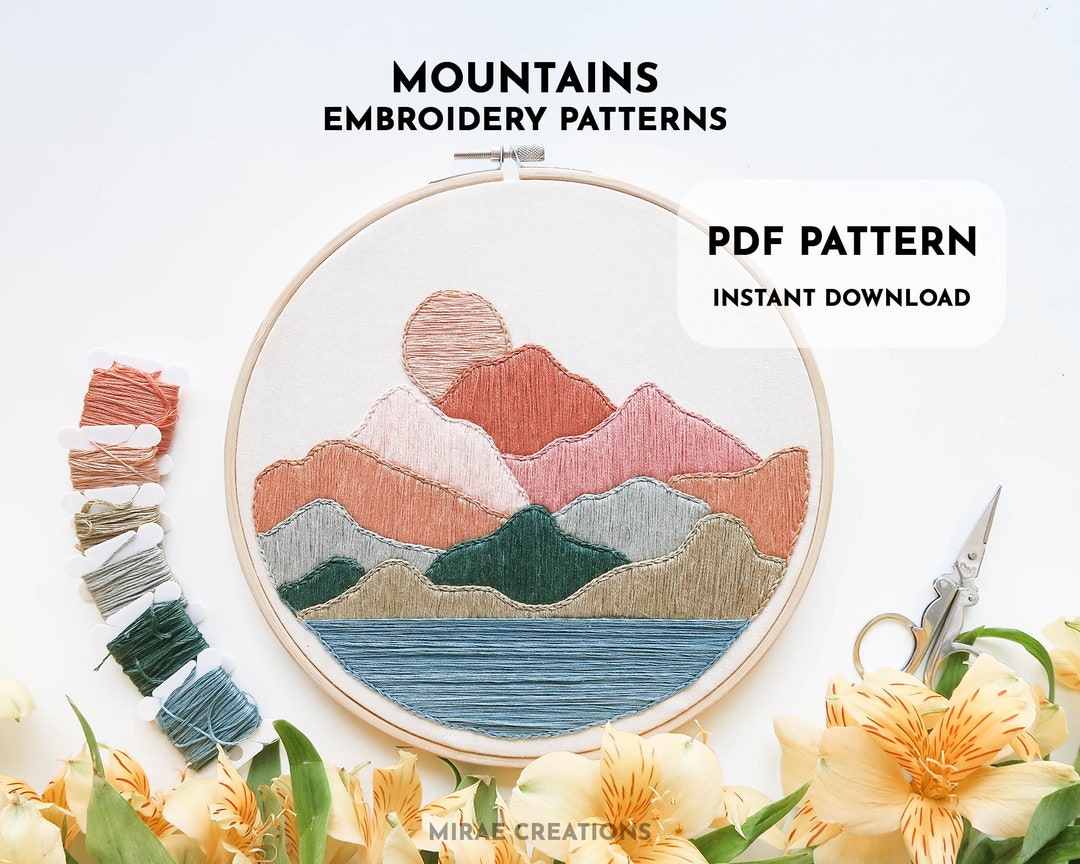 Mountain Embroidery Pattern and Stitch Guide Nature - Etsy