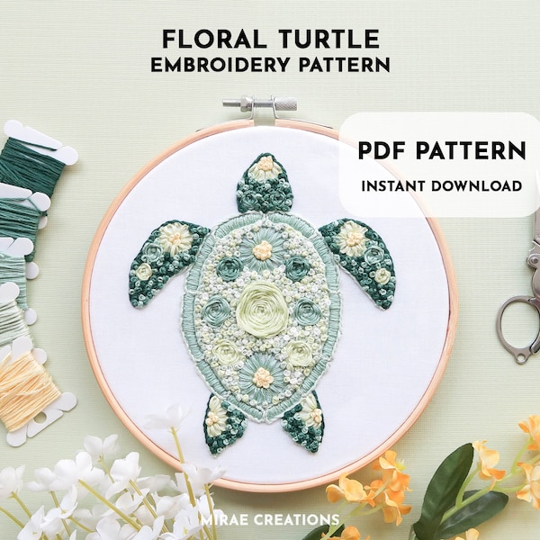 Turtle Embroidery - Etsy