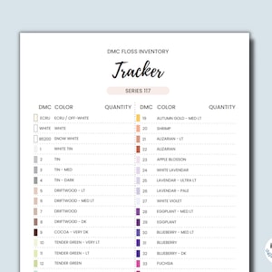 Printable DMC Color Inventory Tracker Aesthetic Inventory Tracker DMC ...