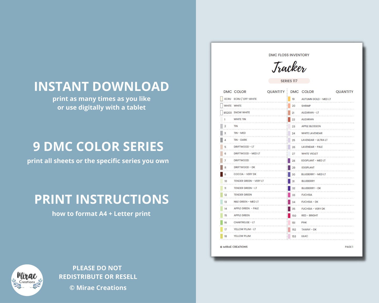 Printable DMC Color Inventory Tracker Aesthetic Inventory - Etsy Canada