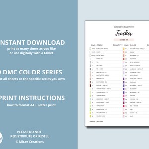 Printable DMC Color Inventory Tracker Aesthetic Inventory Tracker DMC ...