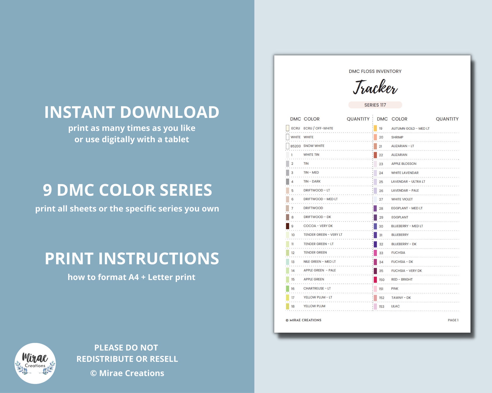 Printable DMC Color Inventory Tracker Aesthetic Inventory - Etsy Canada