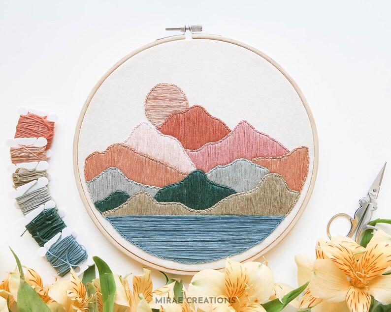 Mountain Embroidery Pattern and Stitch Guide Nature - Etsy
